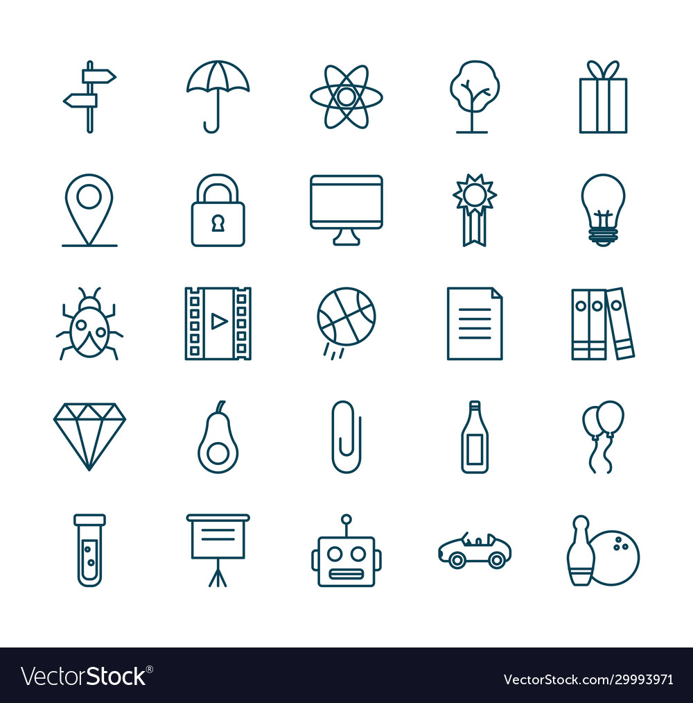 Objects line style icon set design Royalty Free Vector Image