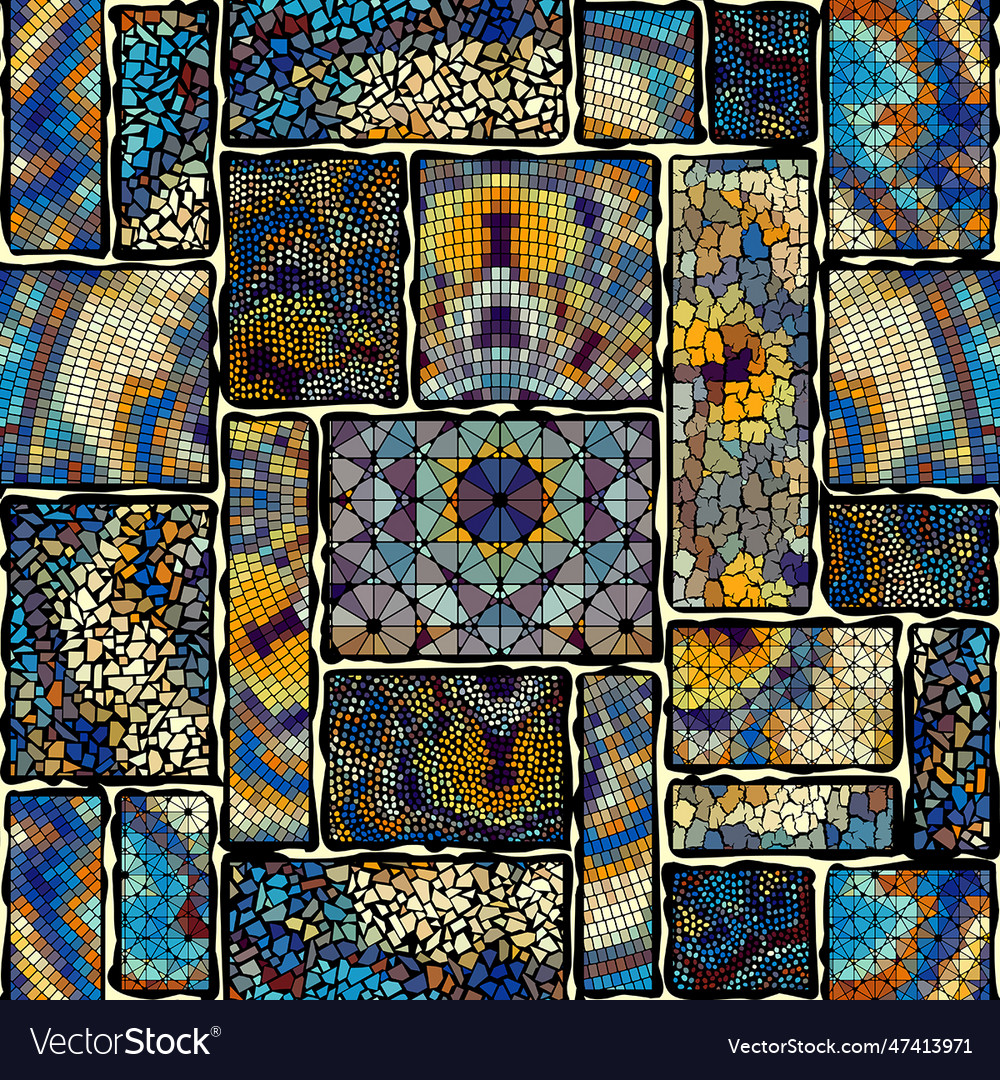 Seamless mosaic art pattern background Royalty Free Vector