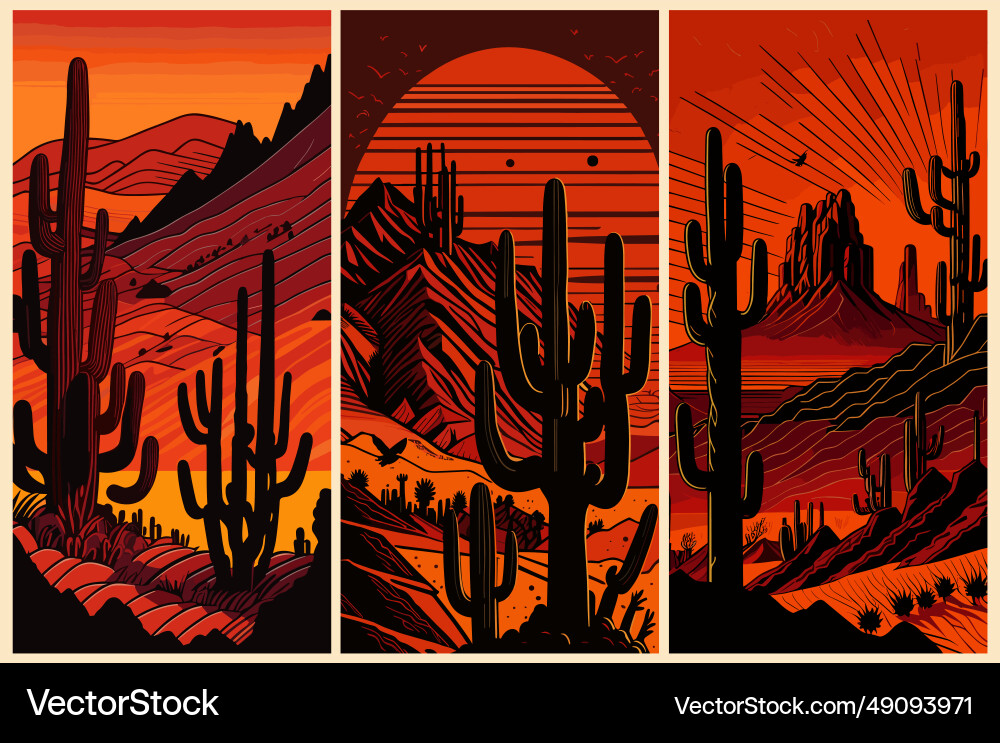 Set of abstract art landscape backgrounds Vector Image