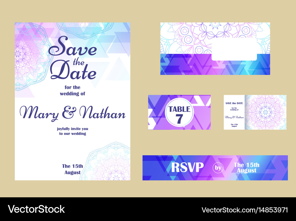 Set of wedding invitations cards template Vector Image