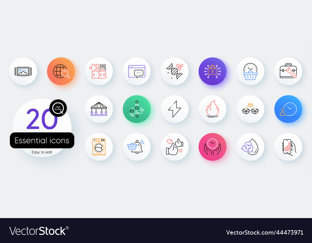 Simple Set Of Puzzle Game Fire Energy And Time Vector Image