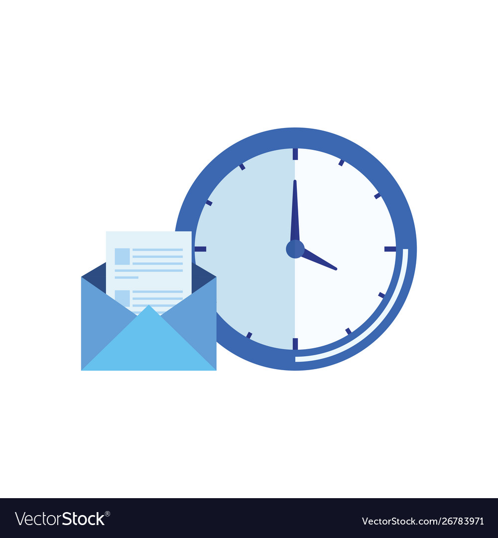 Time clock watch with envelope mail Royalty Free Vector