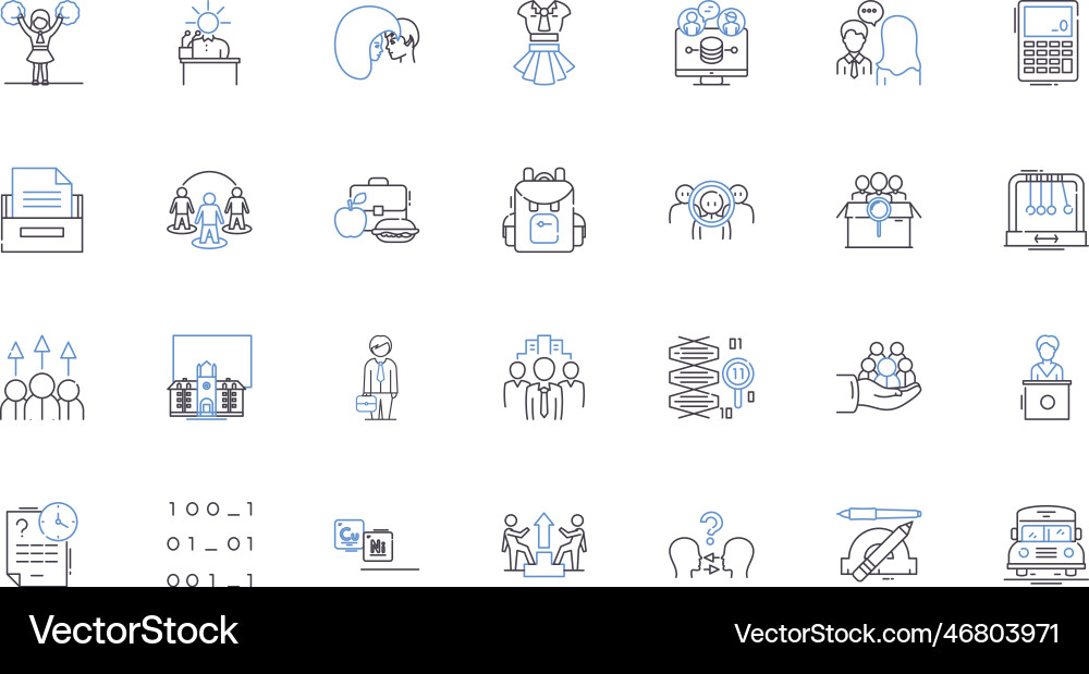 Vocational studies line icons collection Vector Image