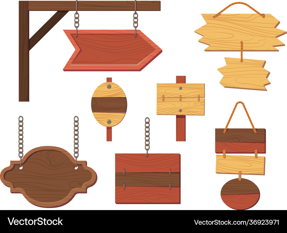 Wooden sign boards blank empty planks Royalty Free Vector