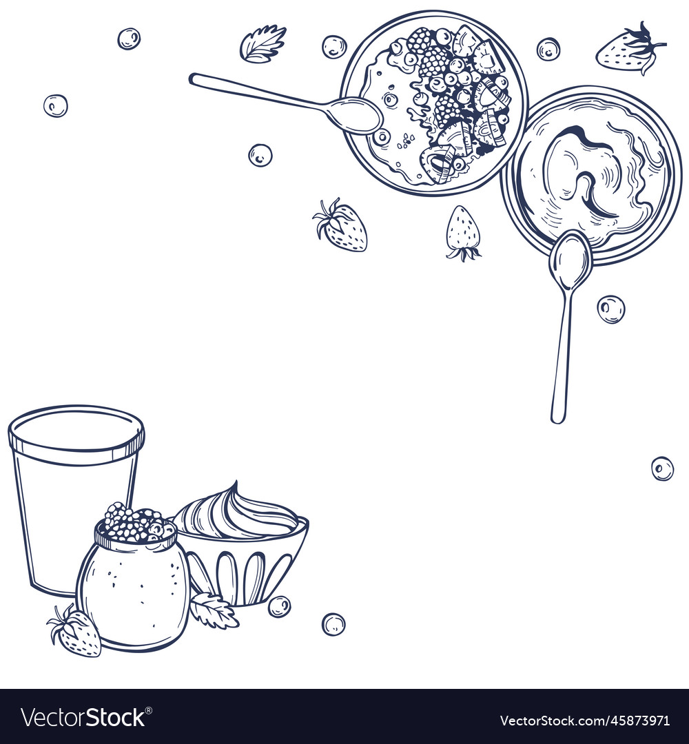 Yogurt set background Royalty Free Vector Image