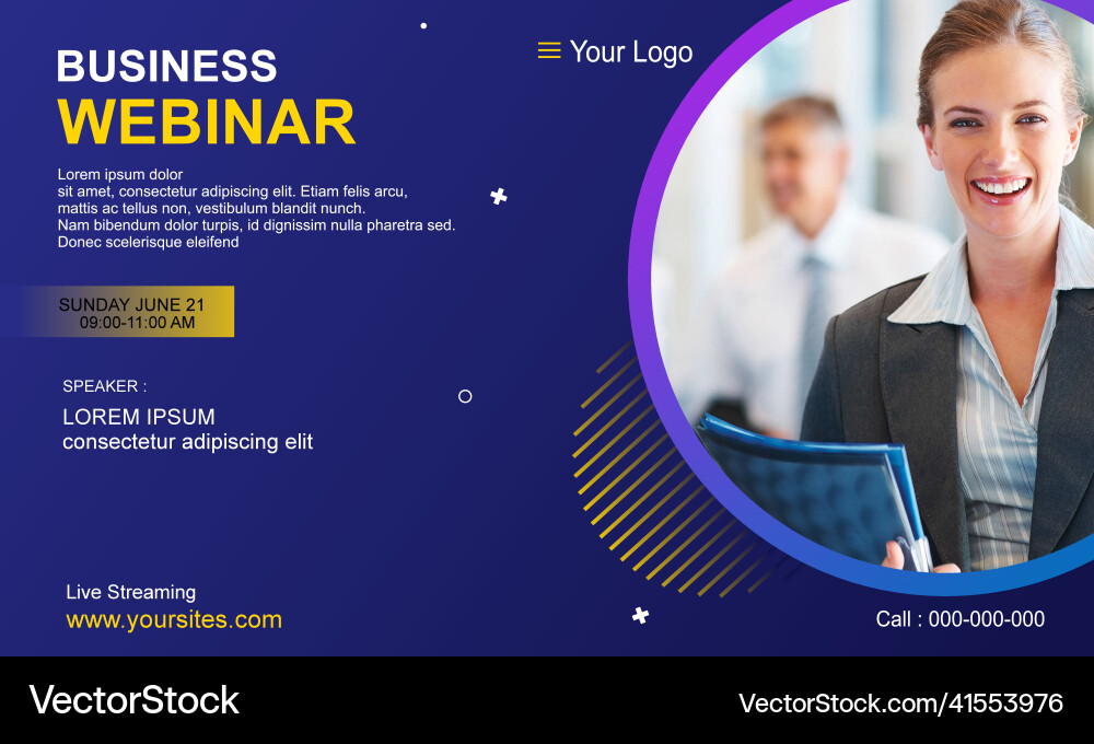 Business webinar template social media post Vector Image