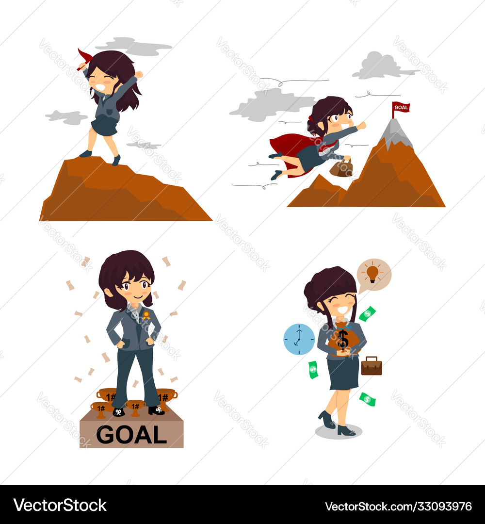 Business woman success set Royalty Free Vector Image