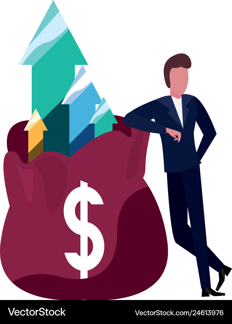 Businessman money bank Royalty Free Vector Image