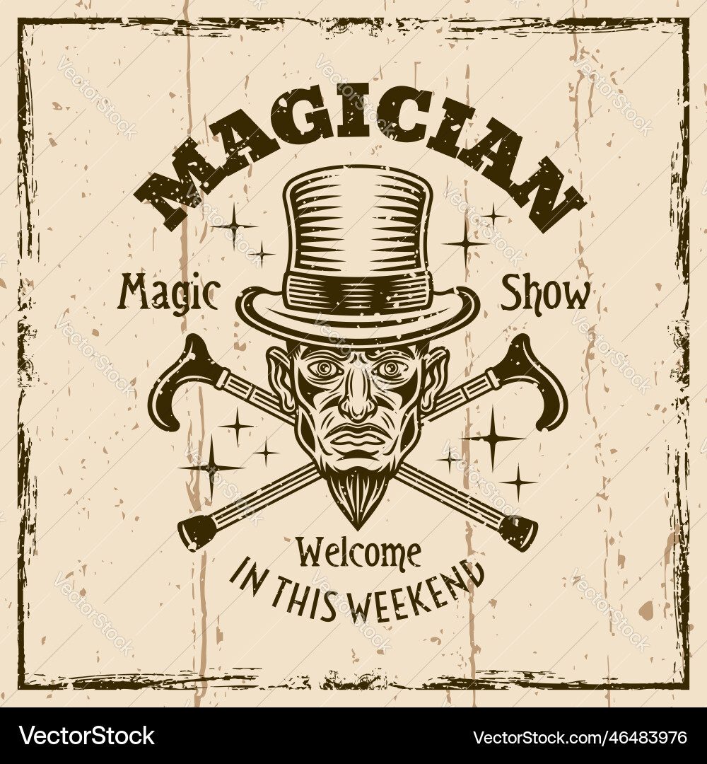 Circus magic show magician in cylinder hat Vector Image