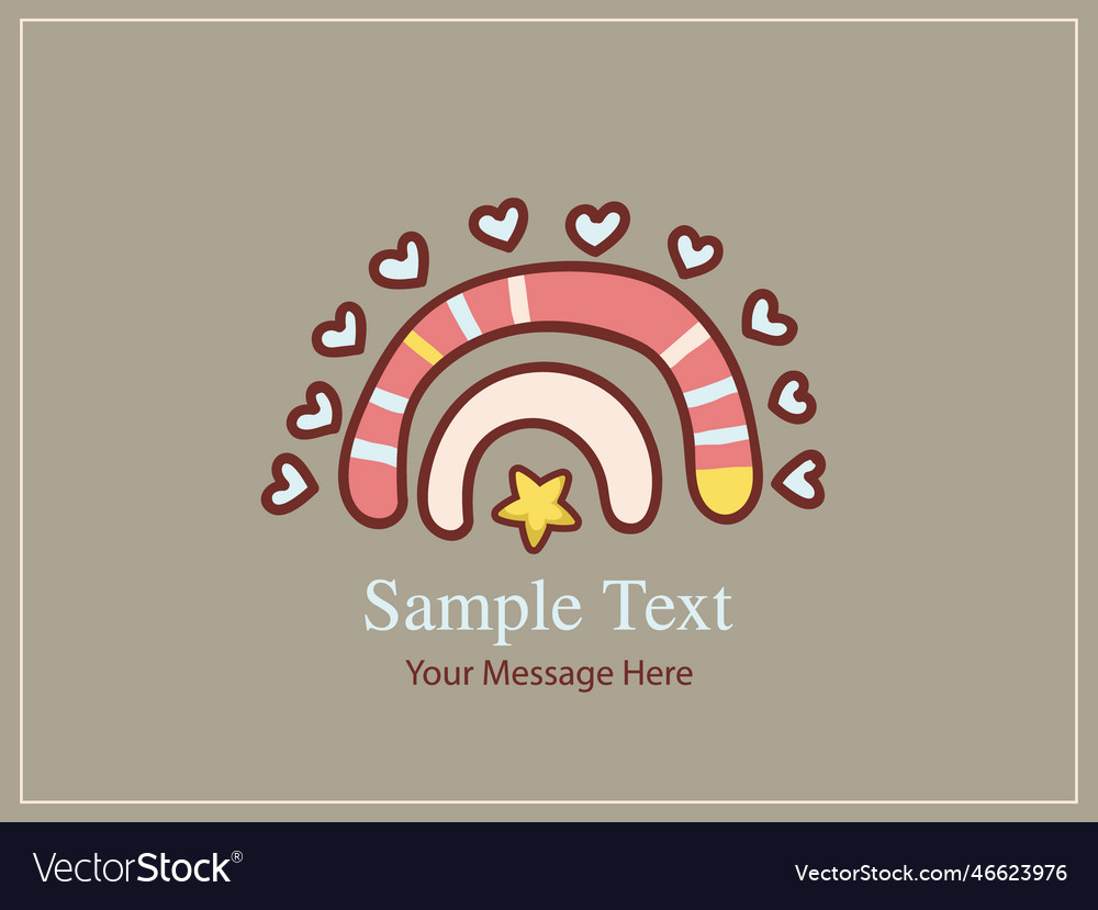 Cute hearts rainbow with star card background Vector Image