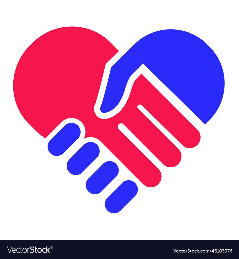 Hand palm care love icon handshake heart symbol Vector Image Hand palm care love icon handshake heart symbol Vector Image