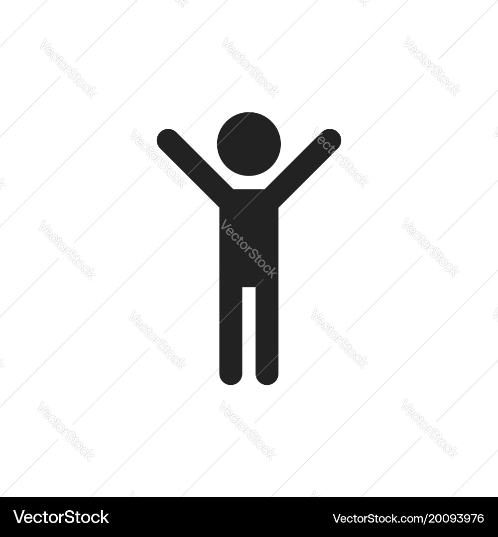 Happy man with hands up icon people sign Vector Image