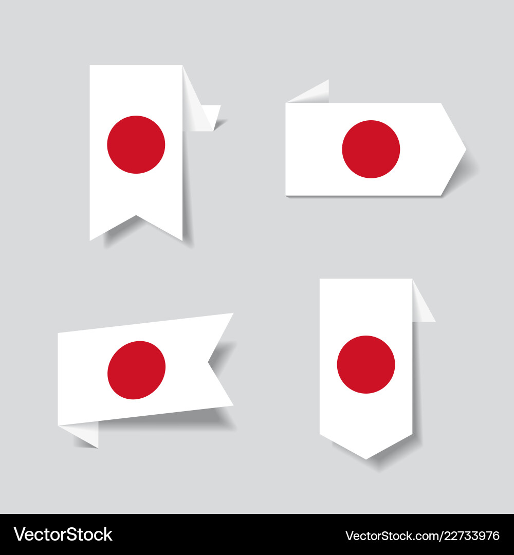 Japanese flag stickers and labels Royalty Free Vector Image