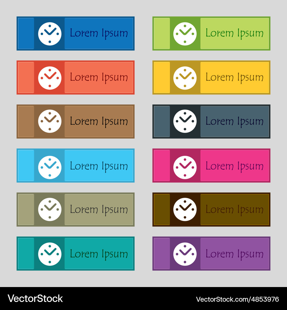Mechanical clock icon sign set of twelve Vector Image