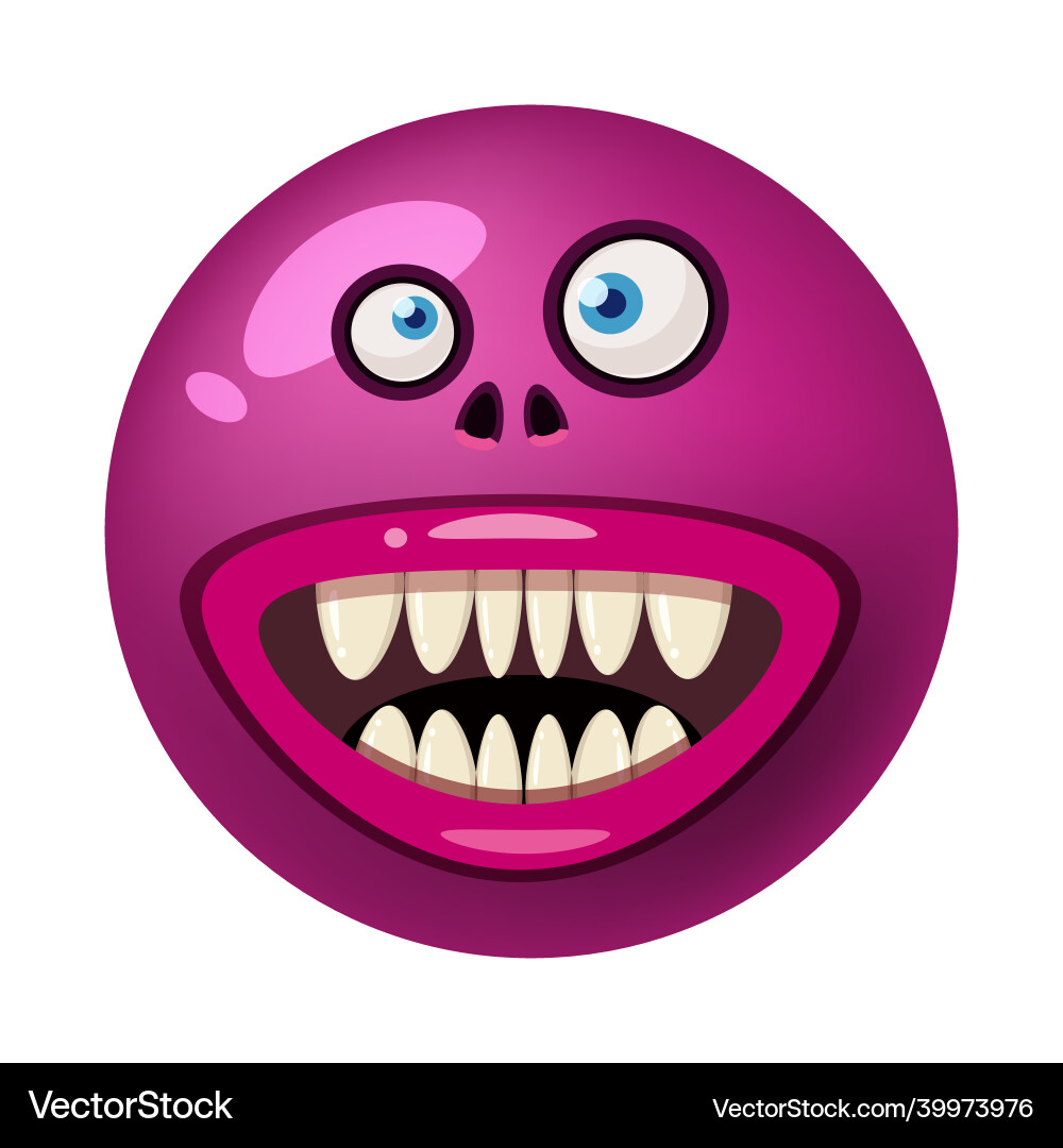 Monster face cartoon round icon head halloween Vector Image