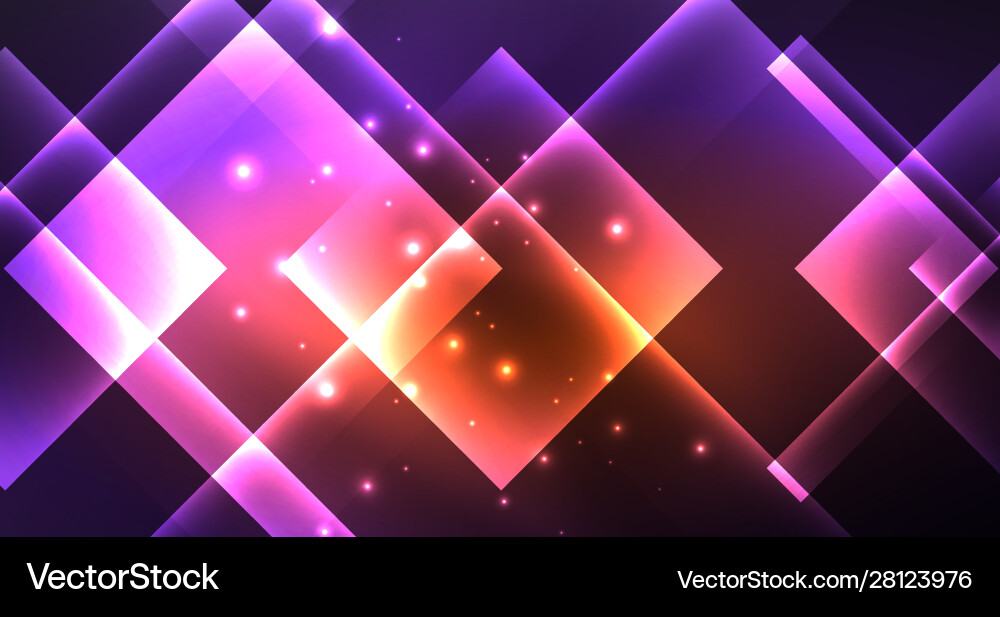 Neon shiny color squares on black modern template Vector Image