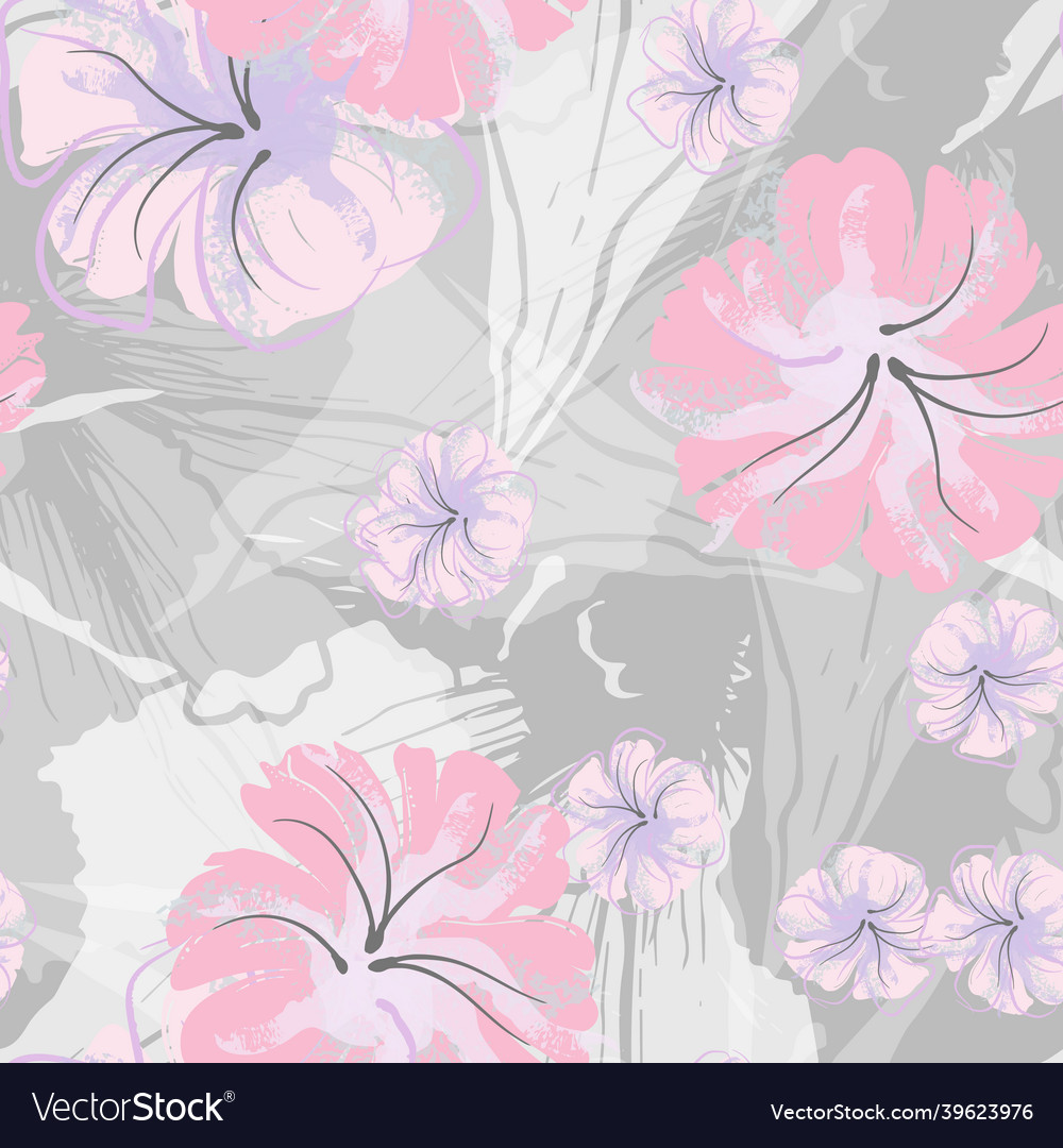 Pink flowers blooming pattern pastel watercolor Vector Image