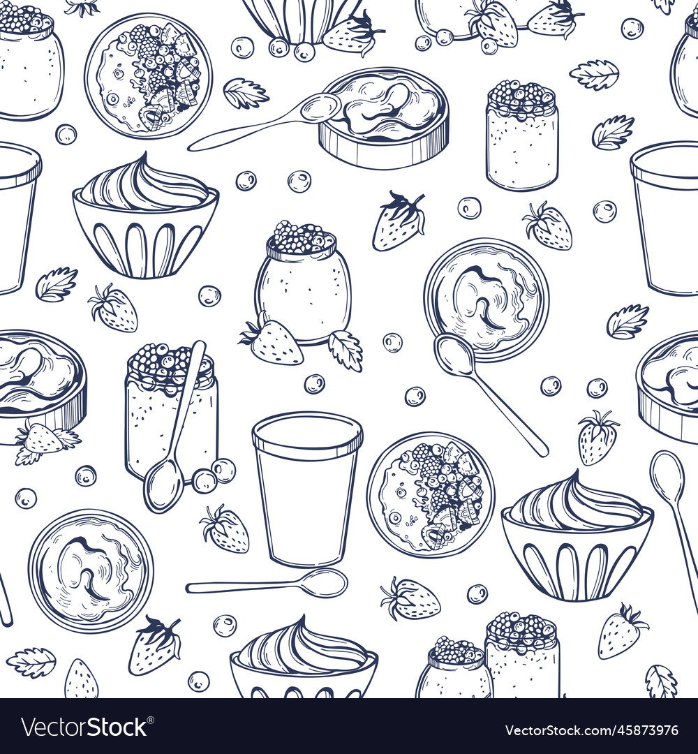 Yogurt set pattern Royalty Free Vector Image - VectorStock