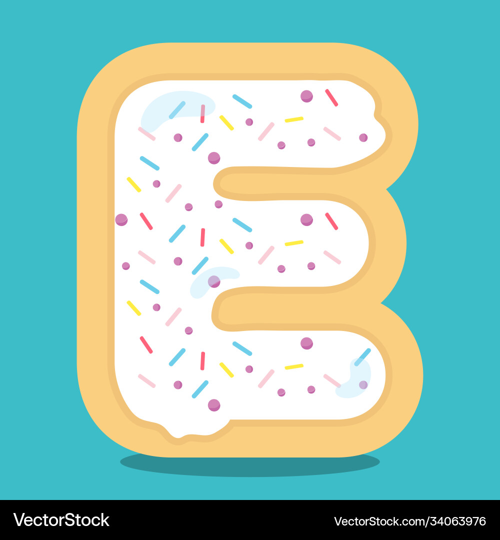 Yummy white donut alphabet e 05 Royalty Free Vector Image