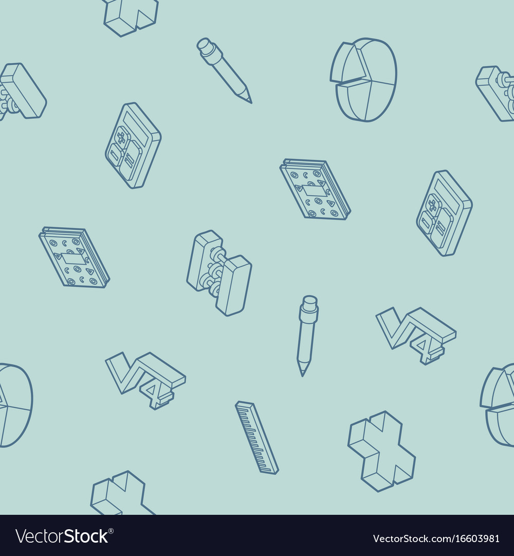 Algebra outline isometric pattern Royalty Free Vector Image