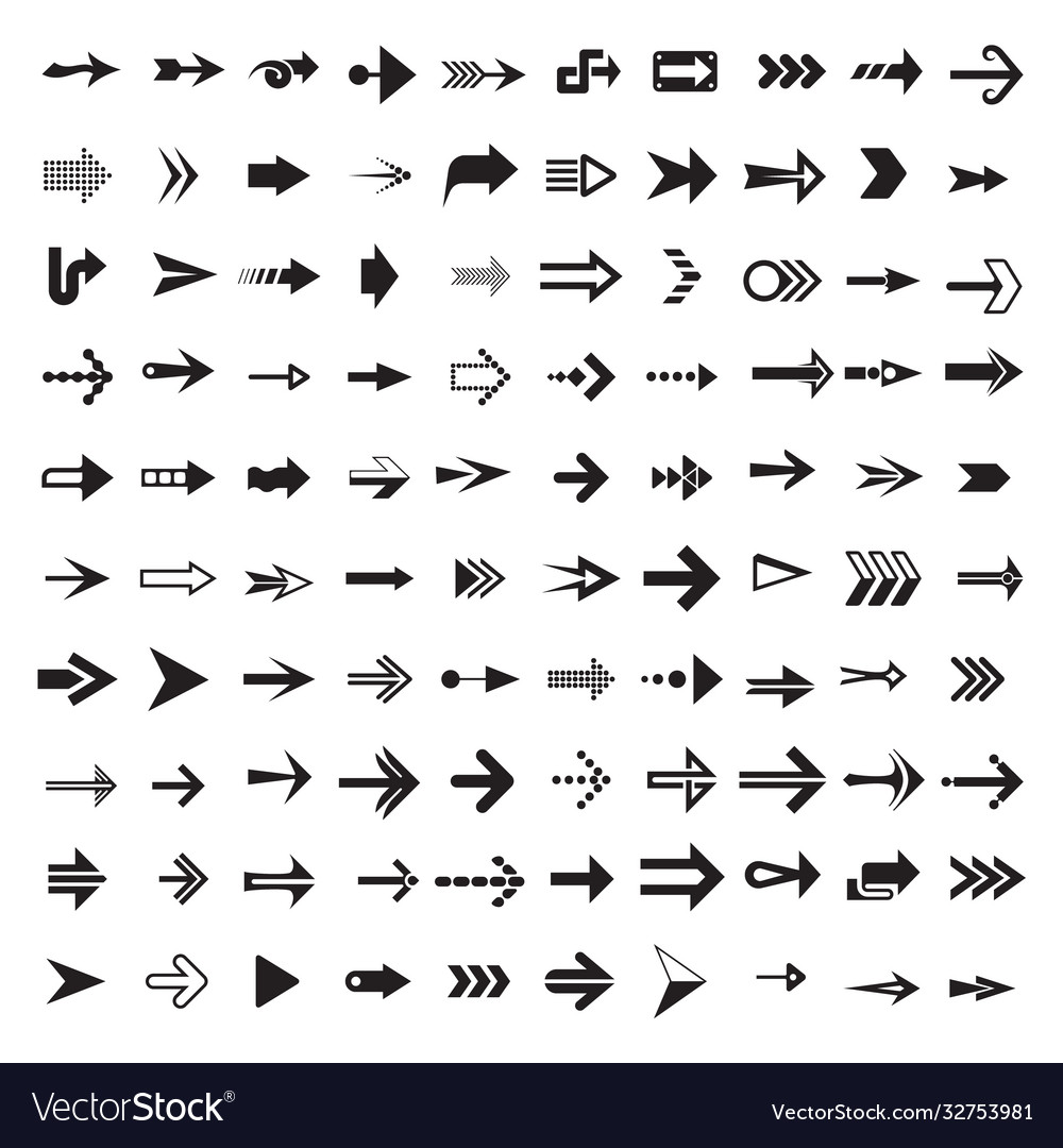 Arrow and pointer signs set Royalty Free Vector Image