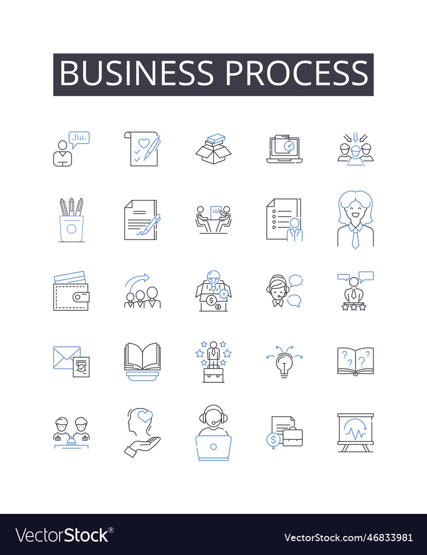 Business process line icons collection production Vector Image