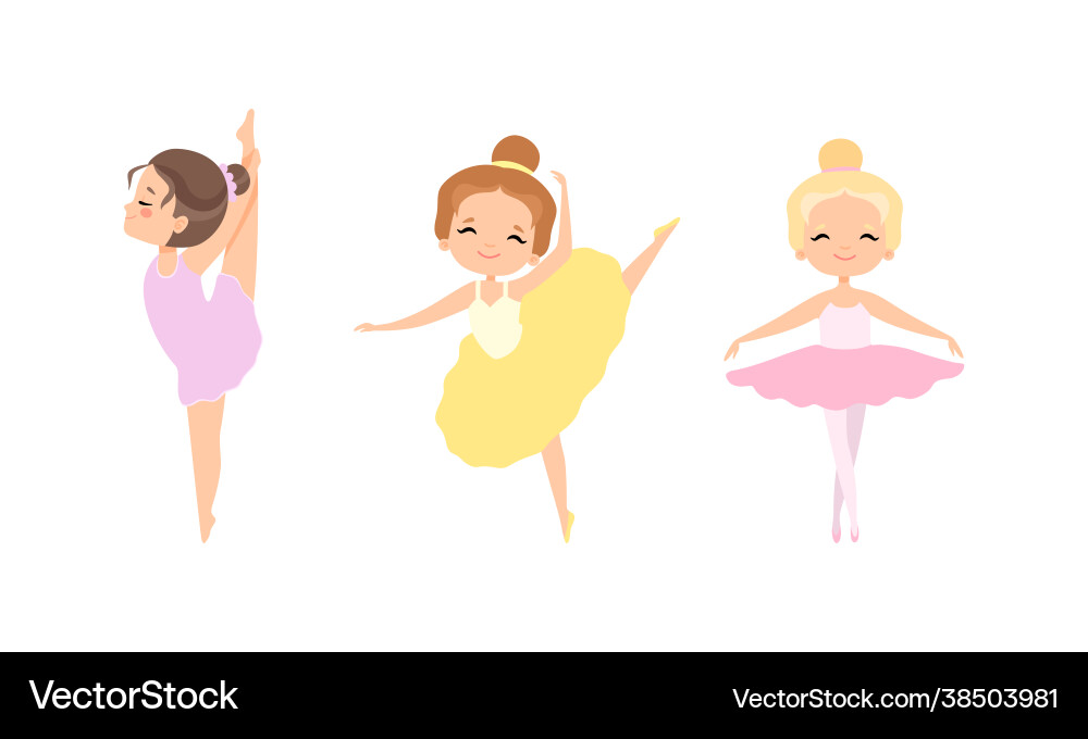 Cute little ballerinas dancing set adorable Vector Image