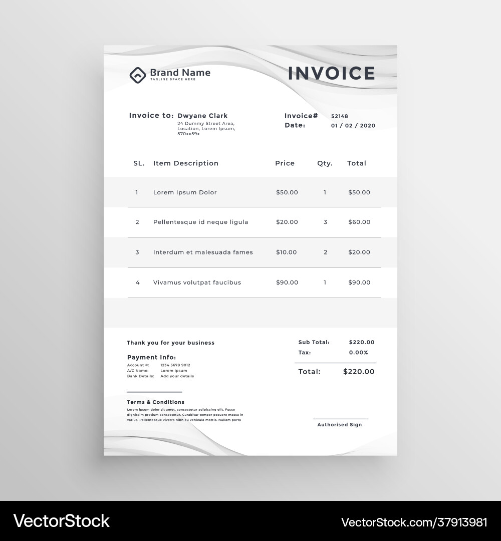 Elegant invoice template for your business Vector Image