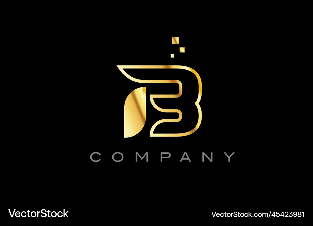 Gold b alphabet letter logo icon creative design Vector Image