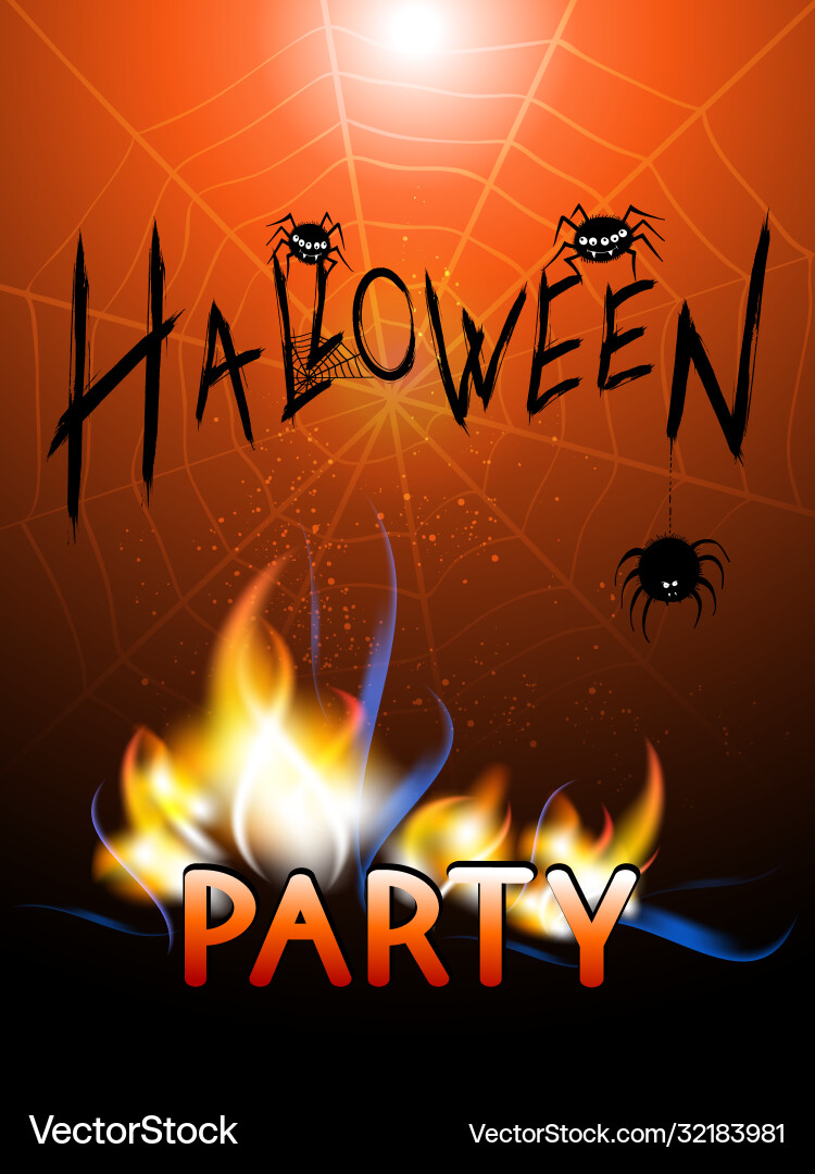 Halloween with burning inscription spiders Vector Image