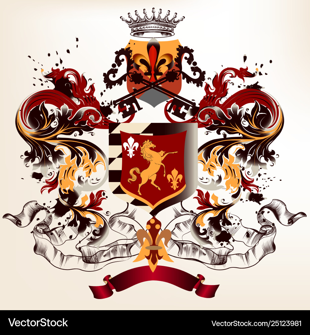 Heraldic design in vintage style with shield Vector Image