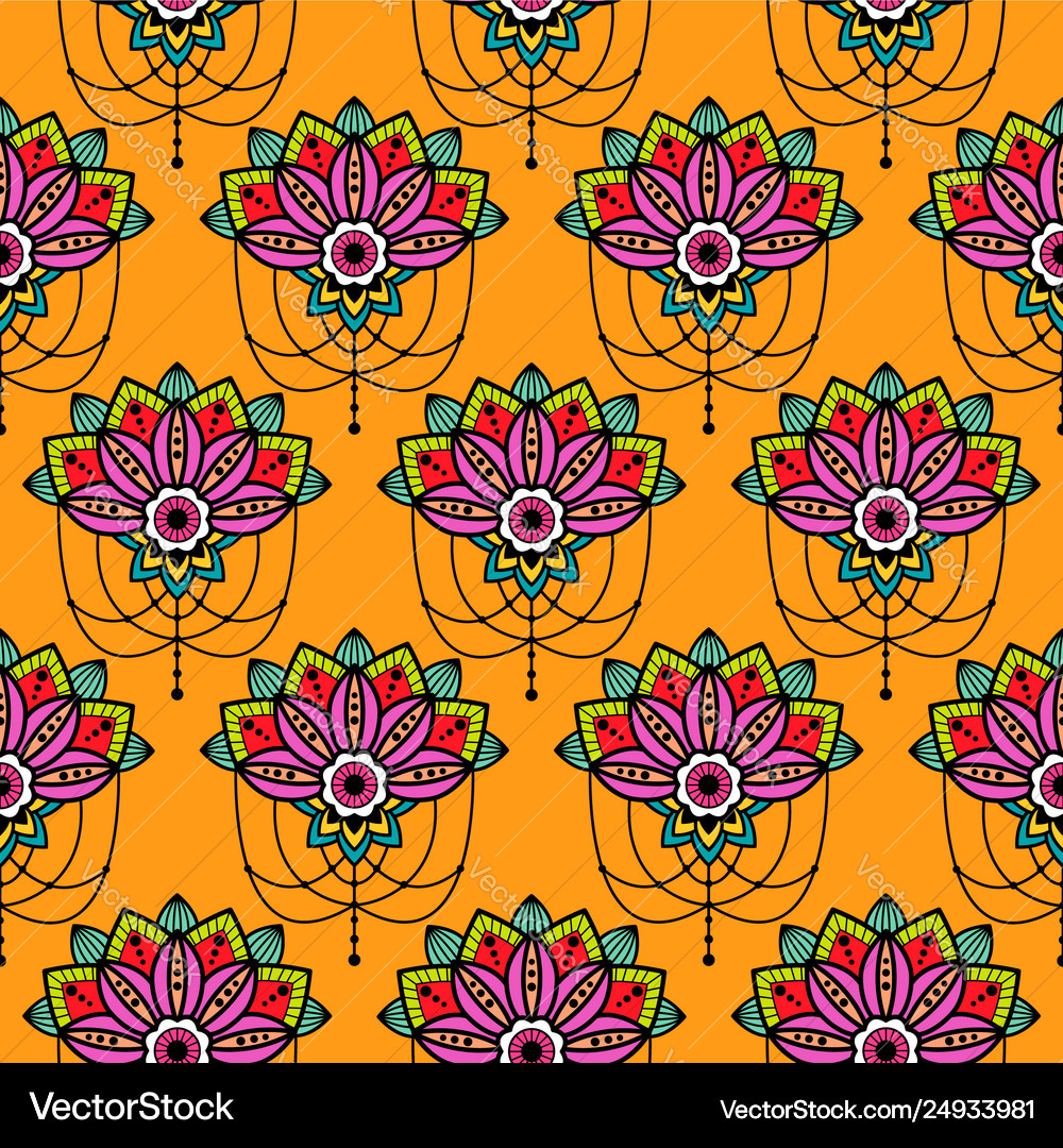 Mehendi mandala design flower with hanging pendent