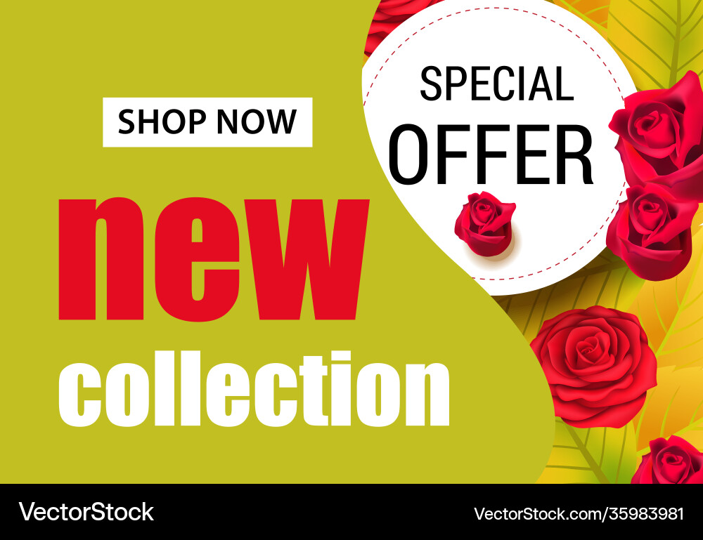 New collection lettering with red roses Royalty Free Vector