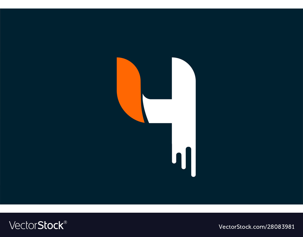 Orange white creative number 4 logo icon Vector Image Orange white creative number 4 logo icon Vector Image