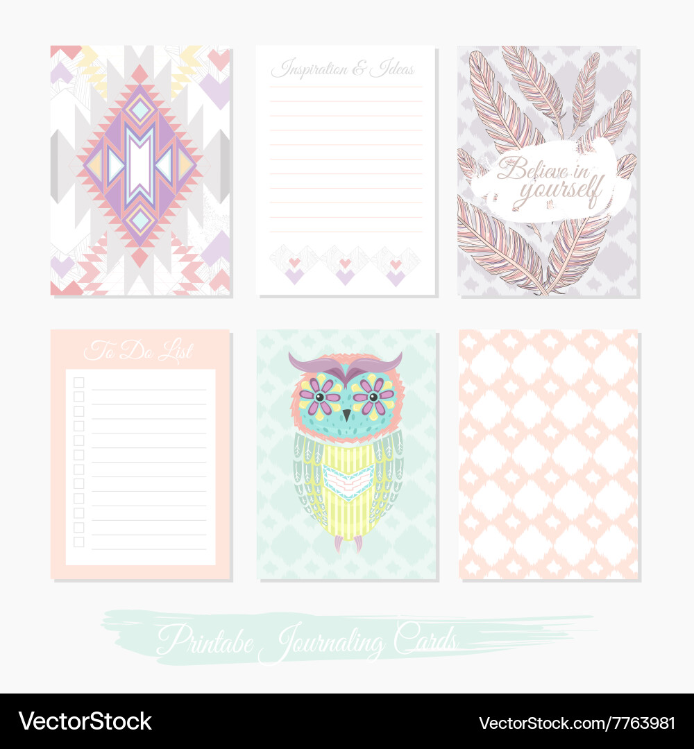 Printable set of journaling cards Royalty Free Vector Image