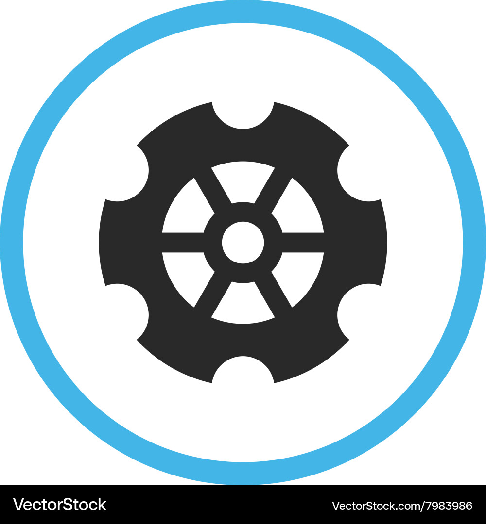 Gear flat rounded icon Royalty Free Vector Image