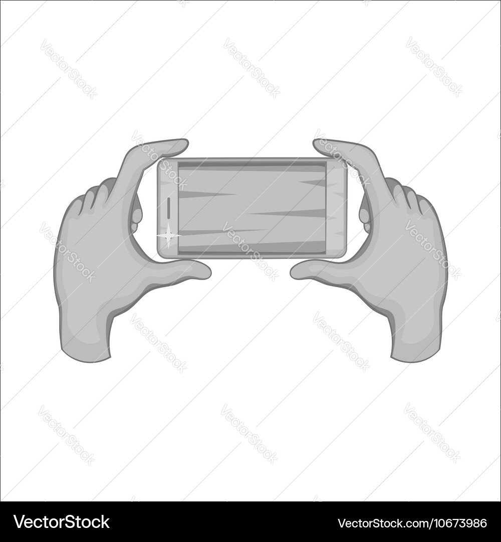 Hands holding cell phone icon monochrome style Vector Image