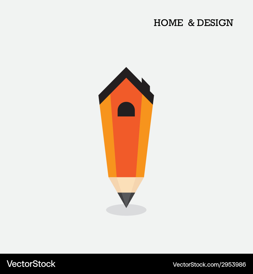 Home icon and pencil symbol in flat design style Vector Image