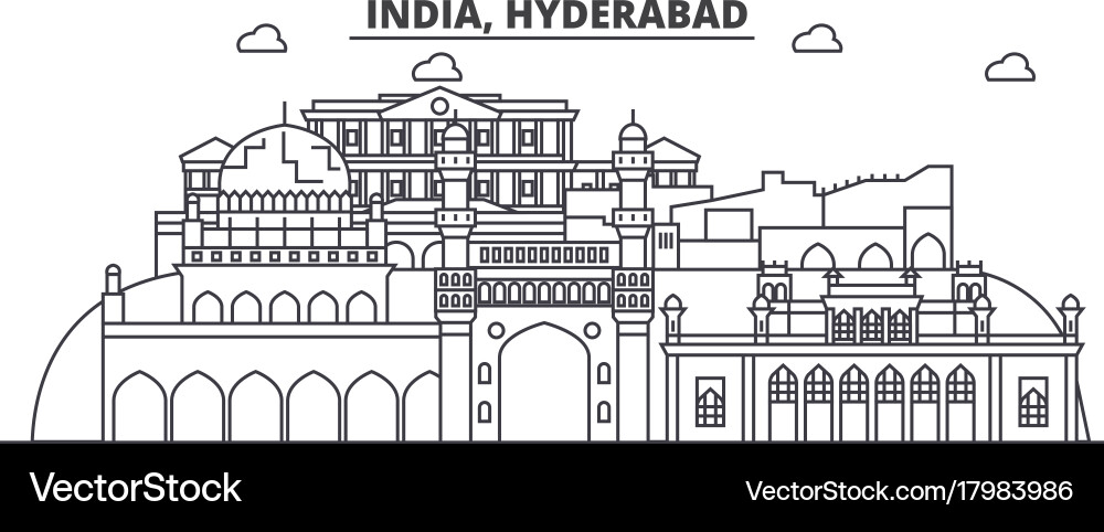 Hyderabad india architecture line skyline Vector Image
