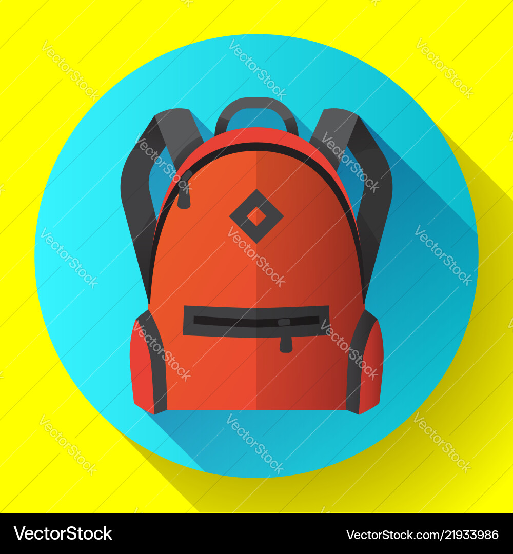 Icon of bright red school or travel backpack Vector Image