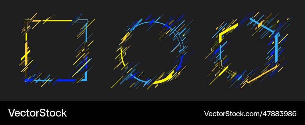 Isolated set of blue-yellow frames in circle Vector Image