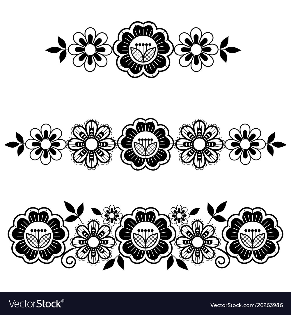 Lace long horizontal pattern set design Royalty Free Vector
