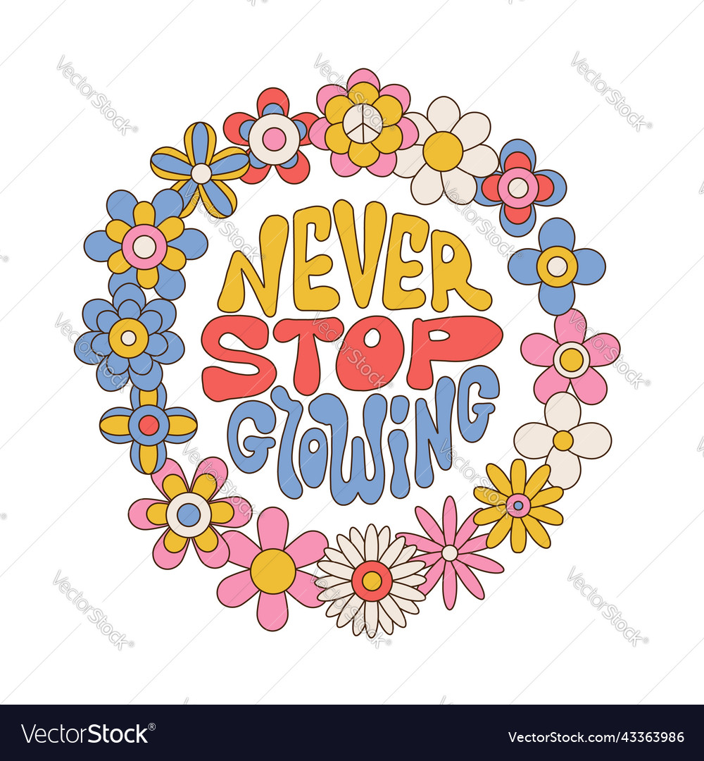 Never stop growing - lettering quote retro Vector Image