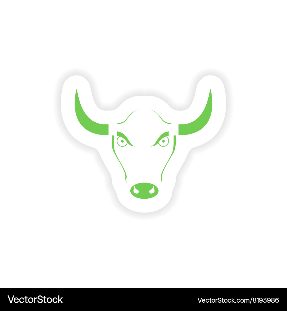 Paper sticker on white background bull logo Vector Image