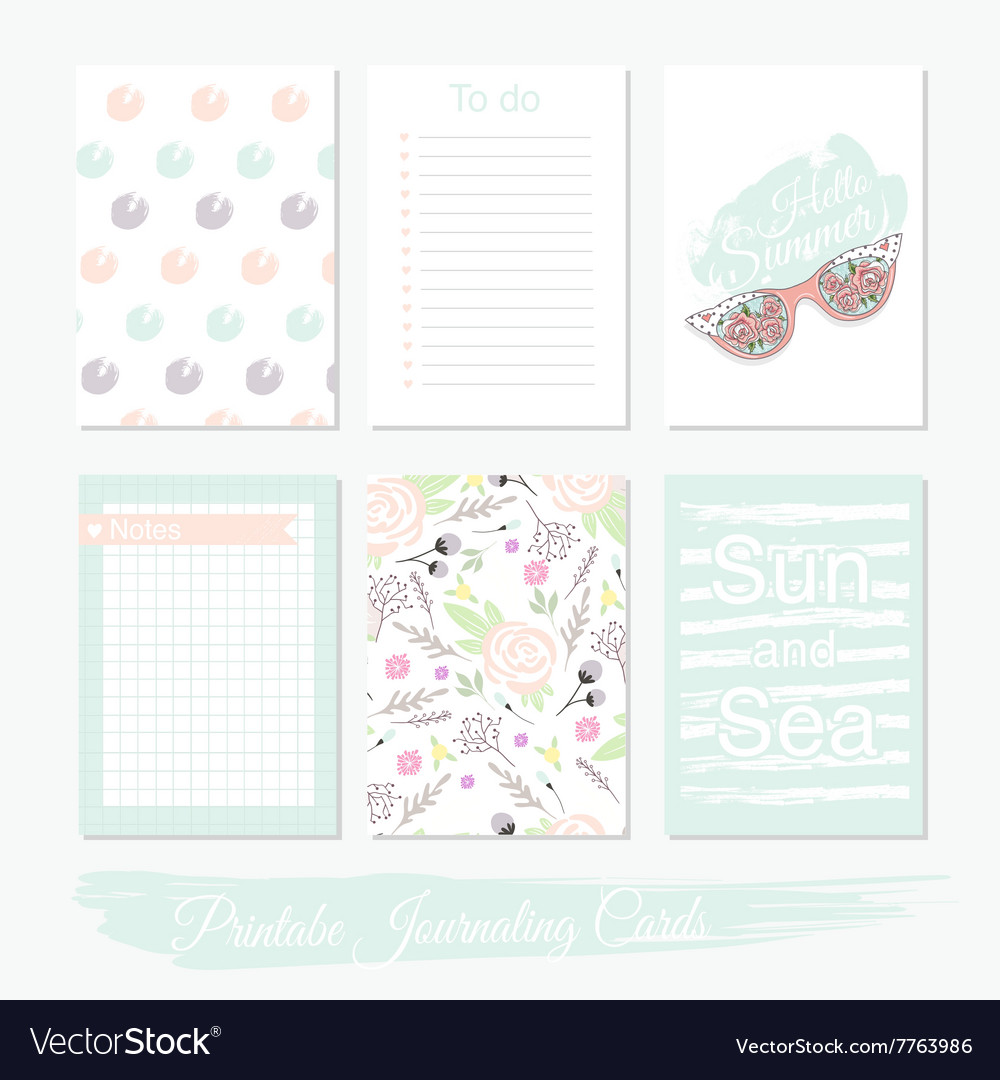 Printable set of journaling cards Royalty Free Vector Image