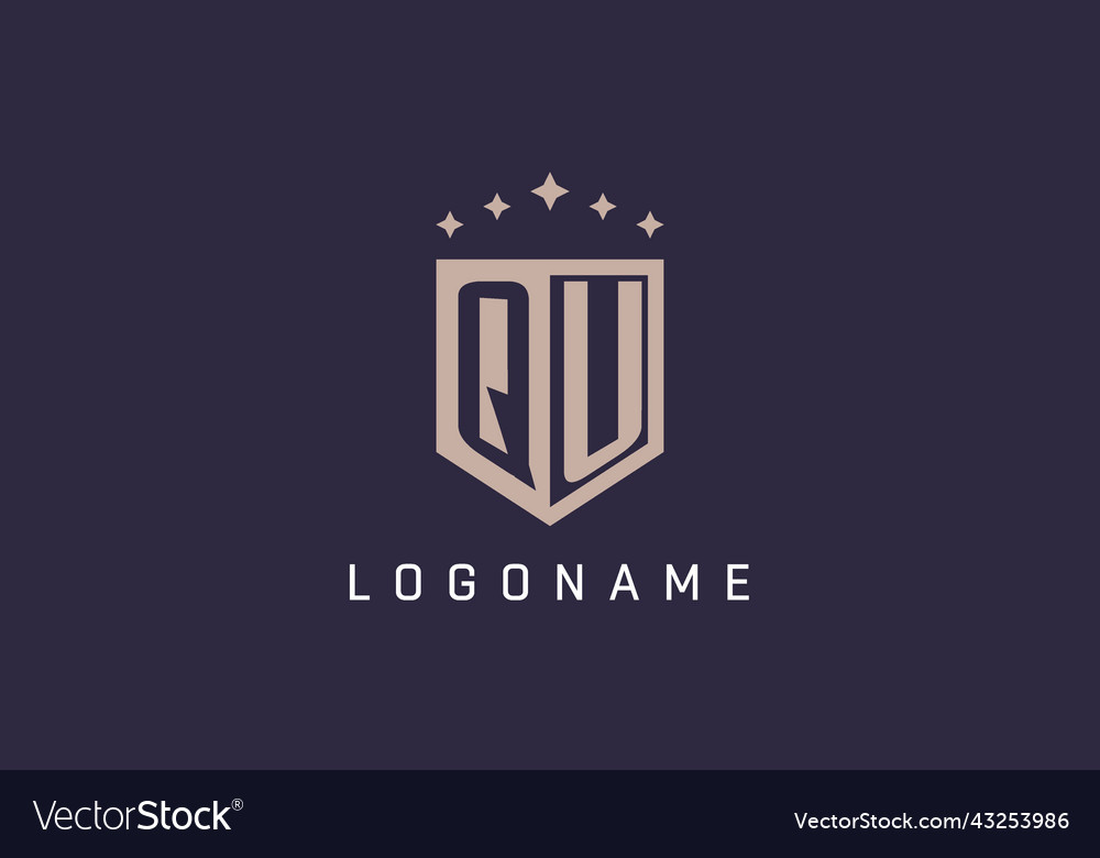 Qu initial shield logo icon geometric style design