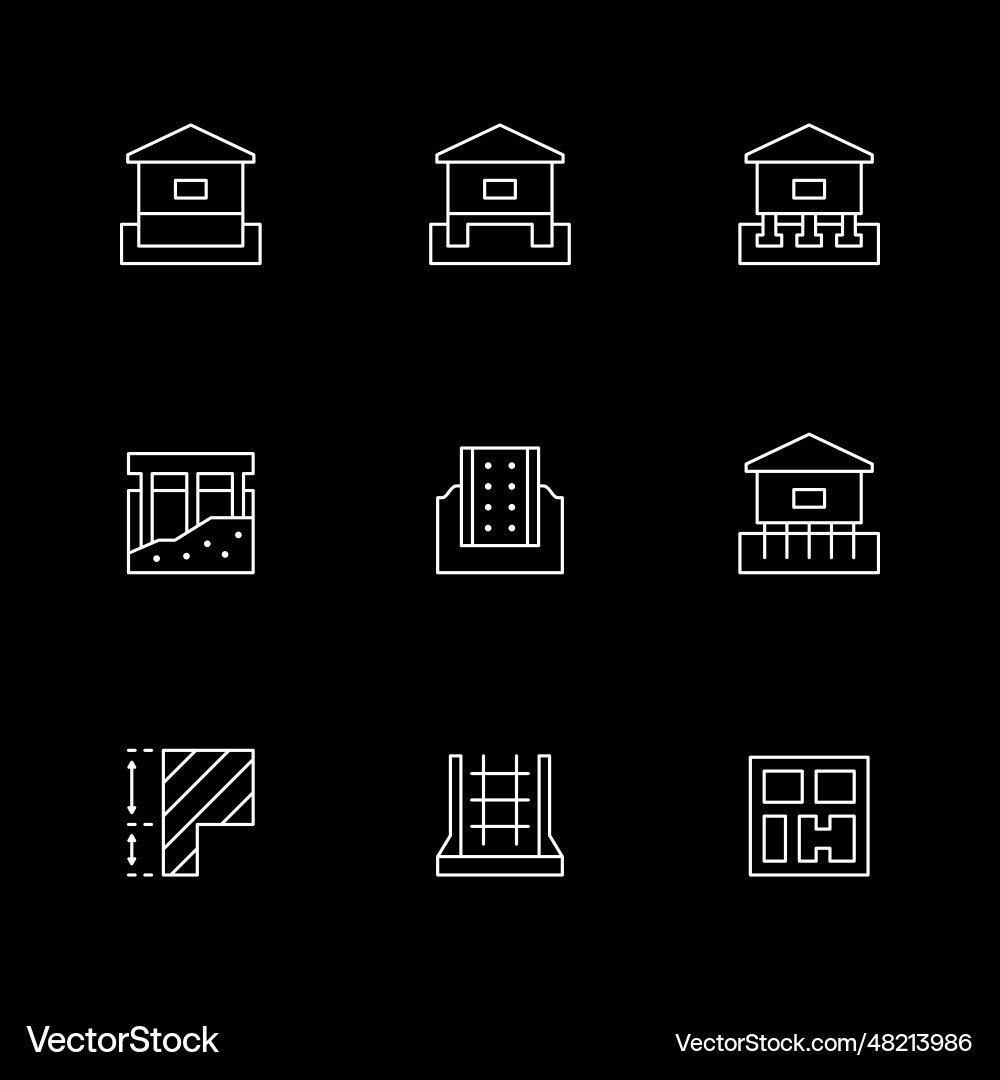 Set line icons of foundation Royalty Free Vector Image