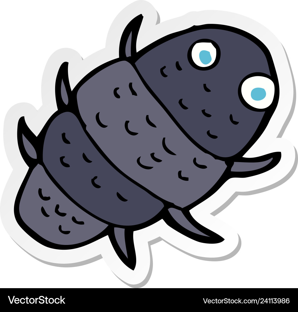 Sticker of a cartoon bug Royalty Free Vector Image