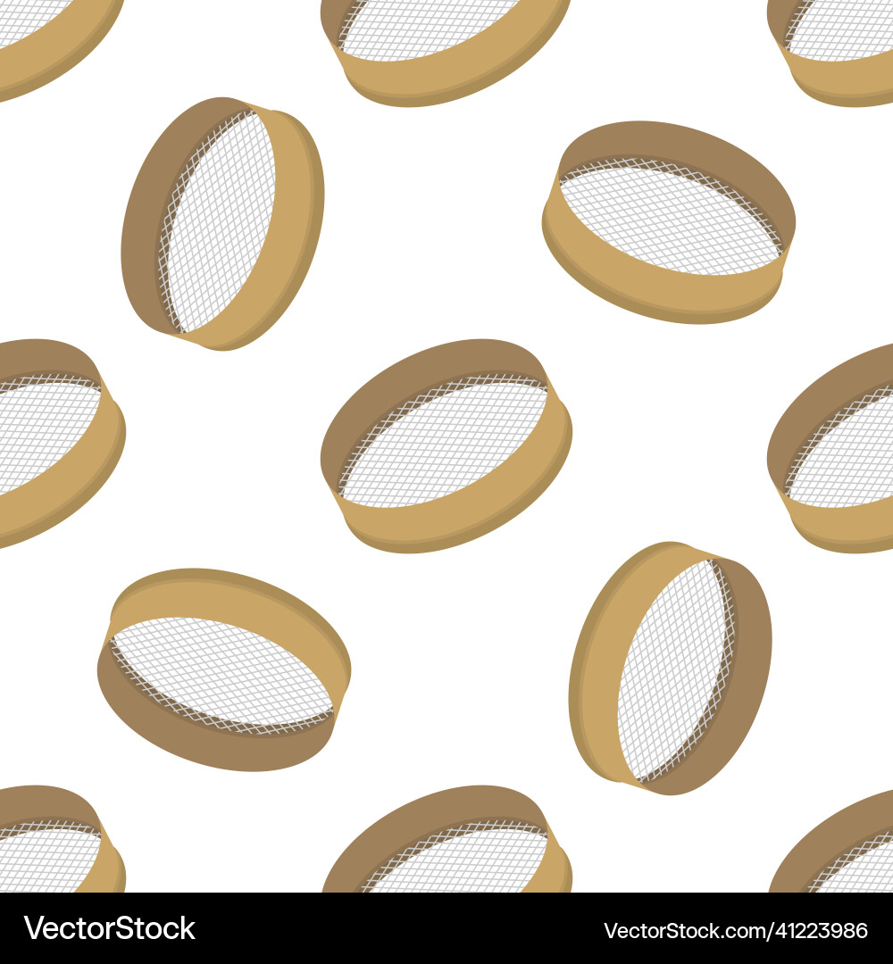 Wooden sieve seamless pattern confectioner sieve Vector Image