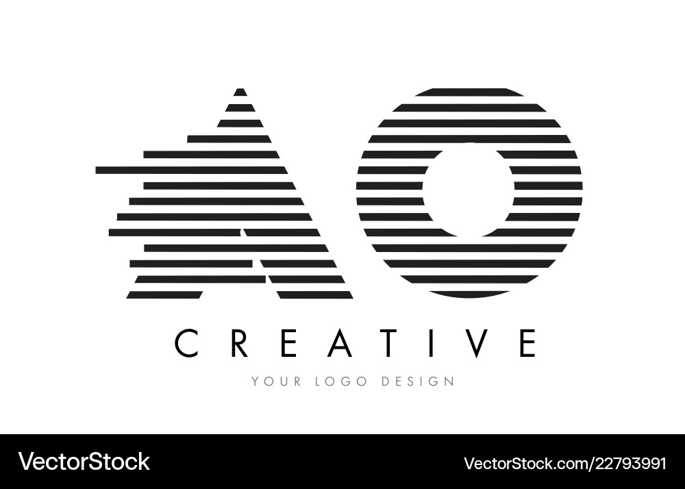 Ao a o zebra letter logo design with black Vector Image
